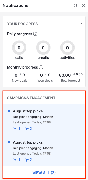 Кампанії: engagement notifications - Knowledge Base | Pipedrive